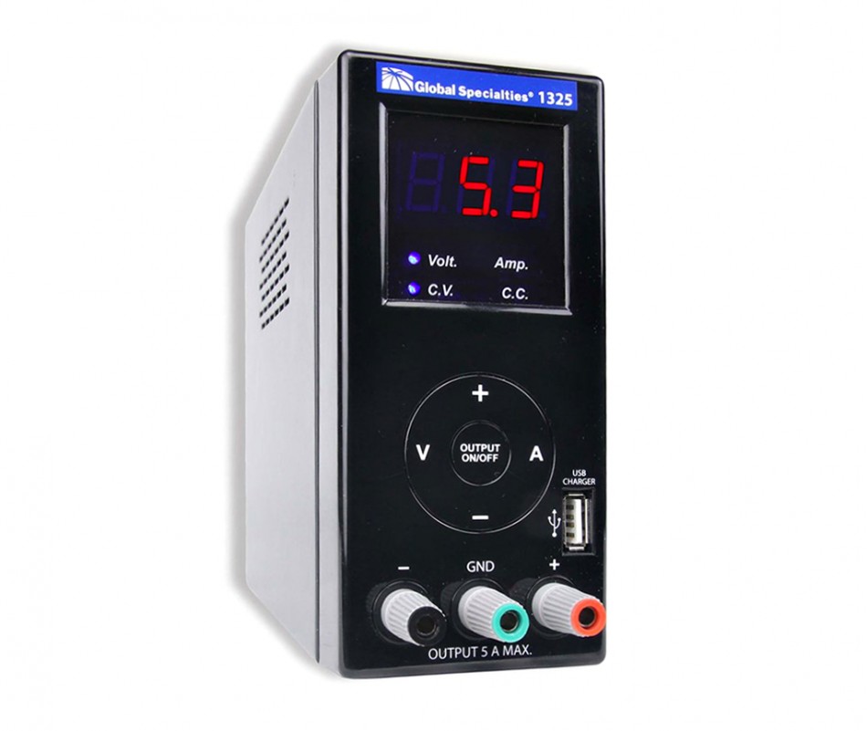 Global Specialties 1325 - Fuente de poder DC, 1 Salida, 80W (16V/5A) y USB