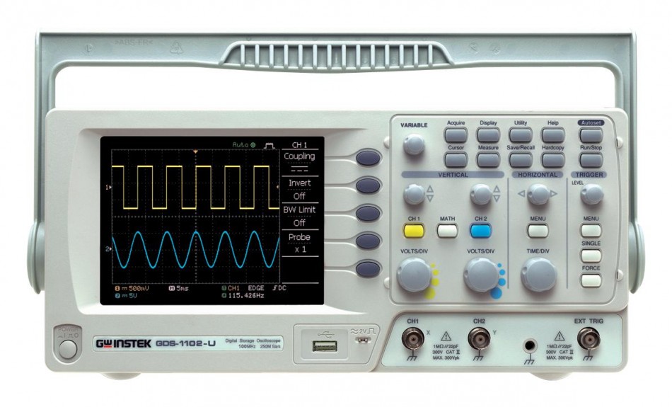 GW Instek GDS-1102-U - Osciloscopio digital de 100 MHz, 2 Canales
